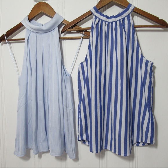 J. Crew | Tops | J Crew Blue And White Striped Bow Back Halter Top ...